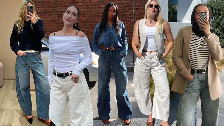 How to Wear Barrel-Leg Jeans: 9 Ways Everyone Is Styling Them | Who ...
