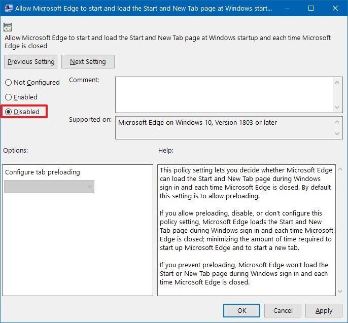 How to stop loading Microsoft Edge processes at startup on Windows 10 ...