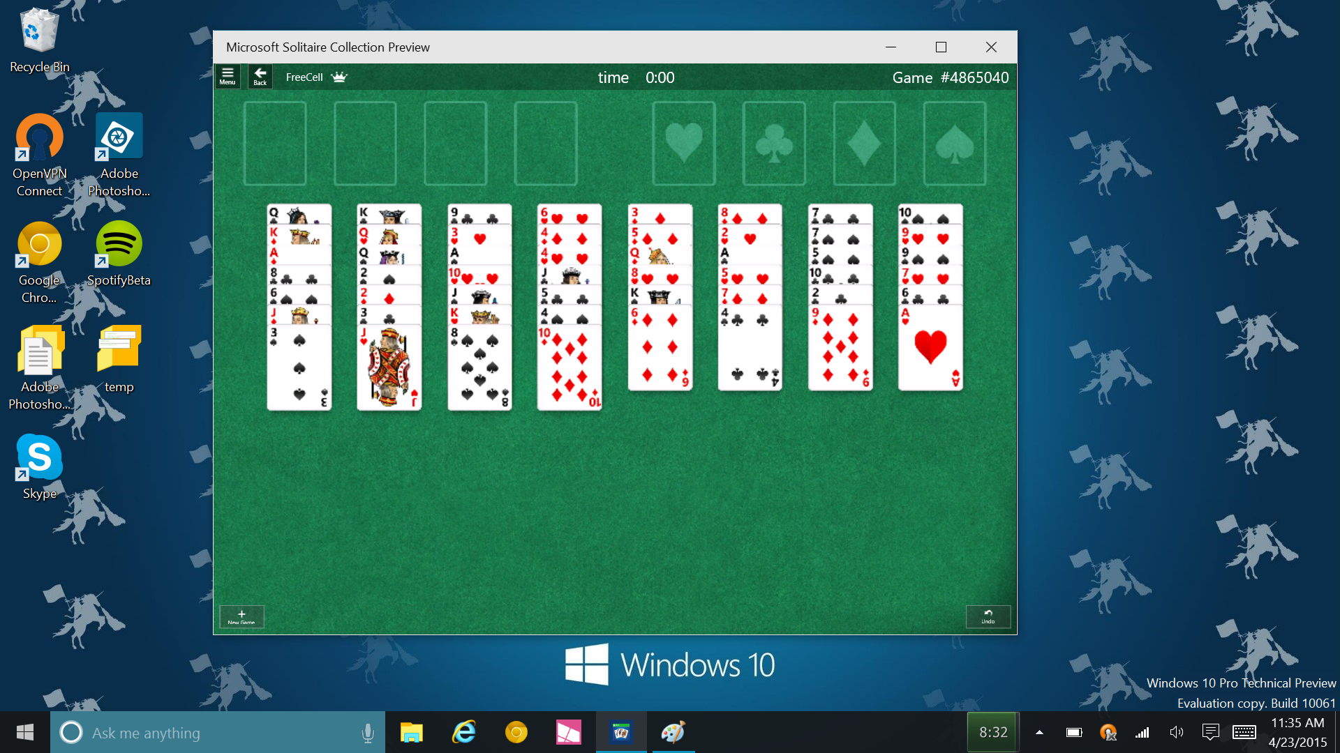 Here is the new Solitaire Collection found in Windows 10 10061 preview ...