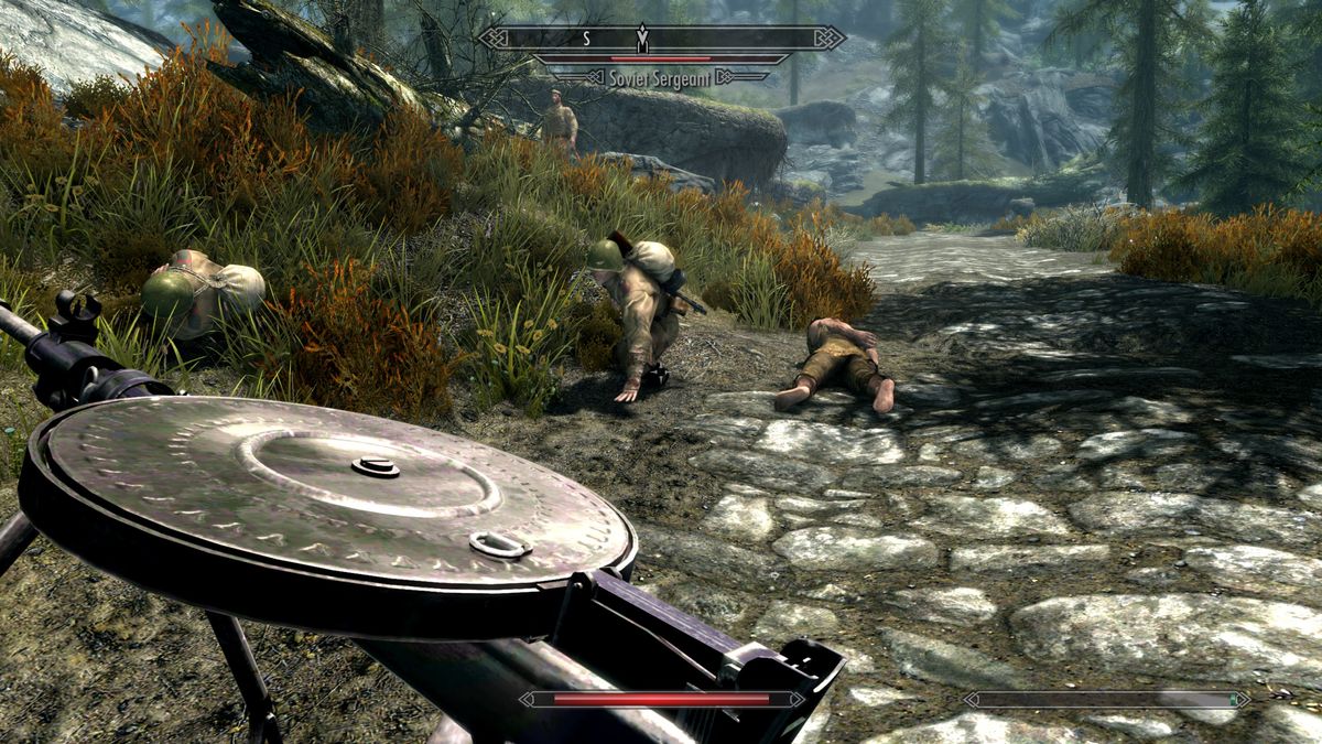 I played the banned Skyrim mod that turns it into World War 2 and, no ...
