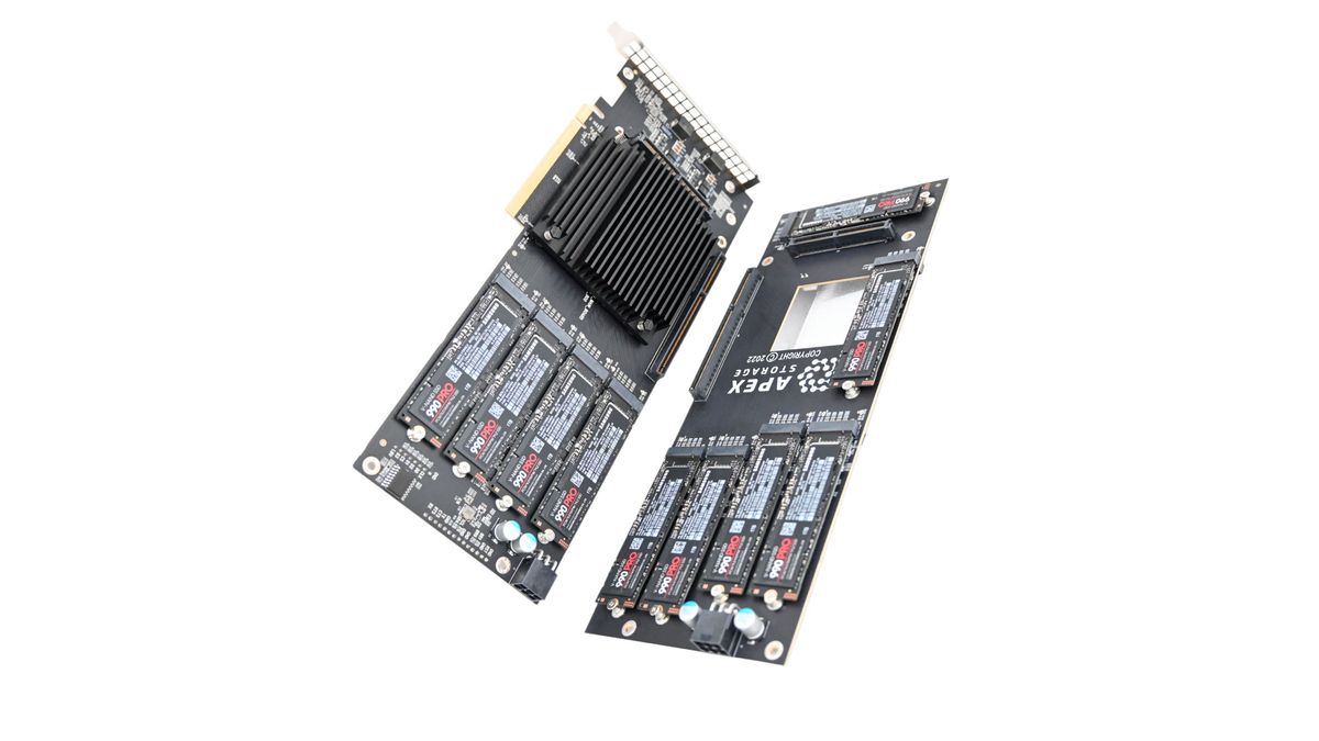 PCIe 4.0 Card Hosts 21 M.2 SSDs: Up To 168TB, 31 GB/s | Tom's Hardware