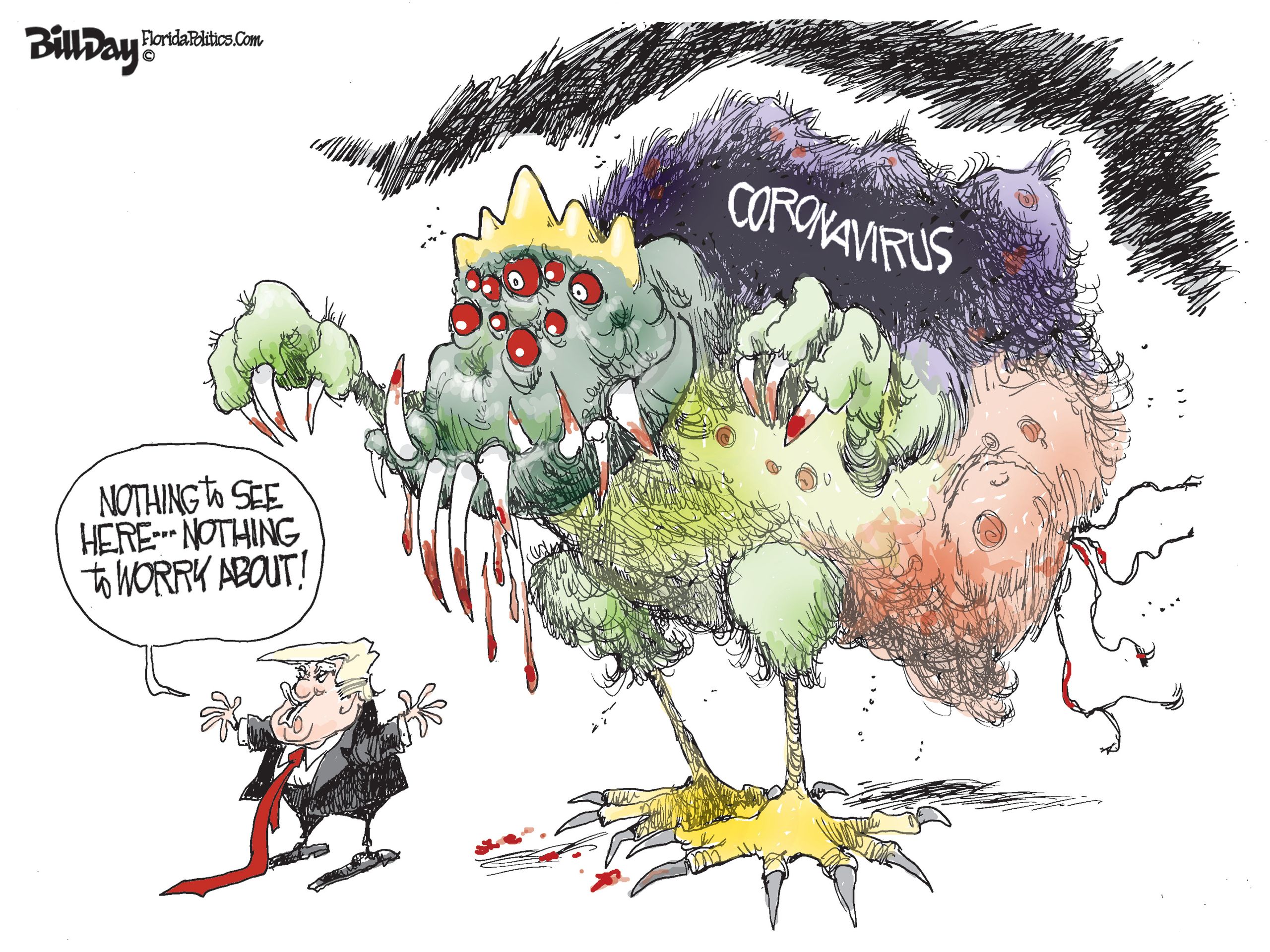 Political Cartoon U.S. coronavirus pandemic Trump nothing to see false ...
