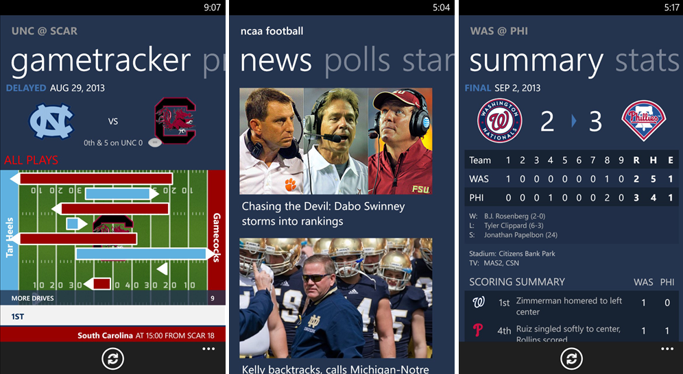 Official CBS Sports app is ready to kick off on Windows Phone 8 ...