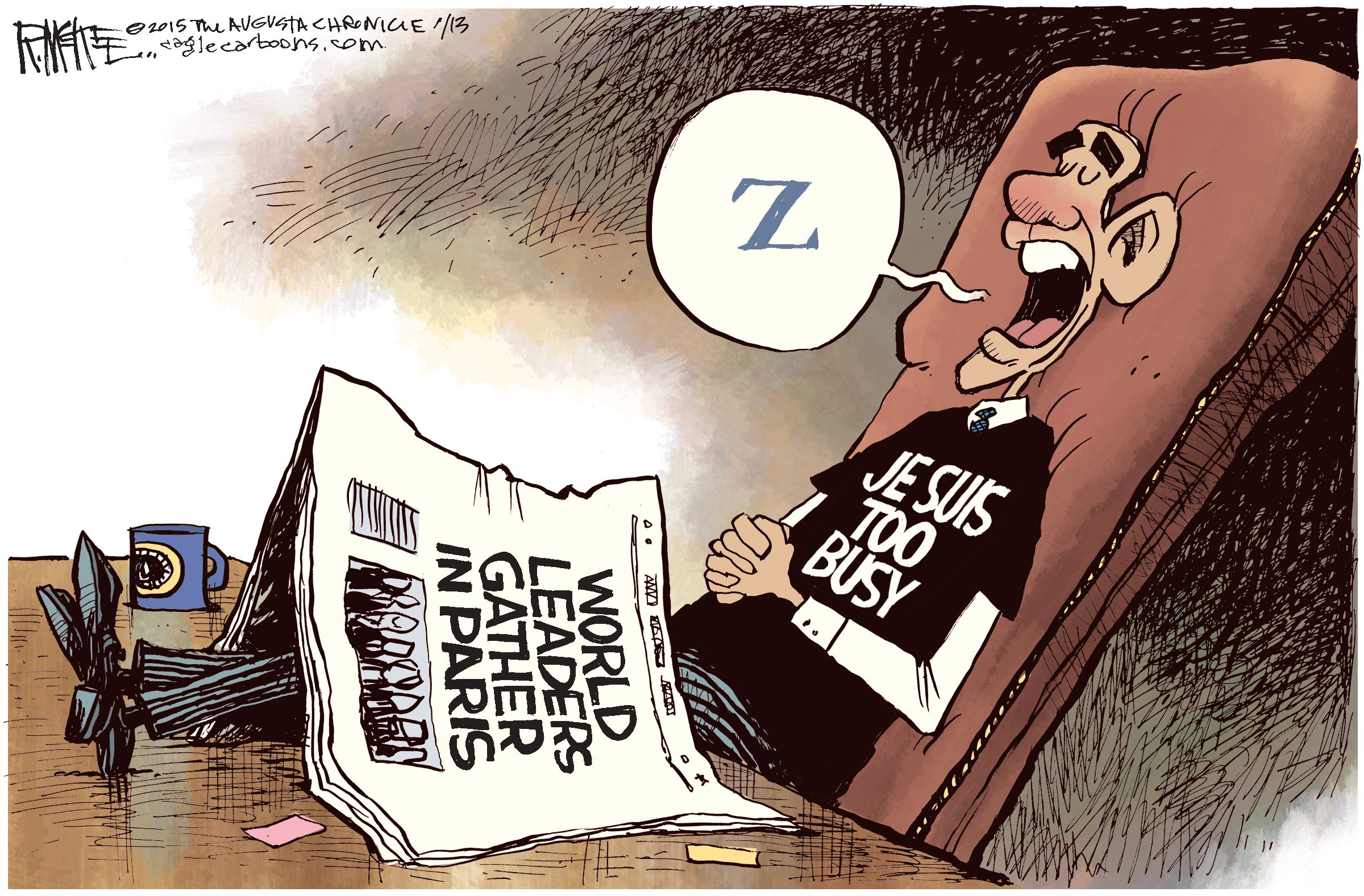 Obama cartoon Paris march skip | The Week