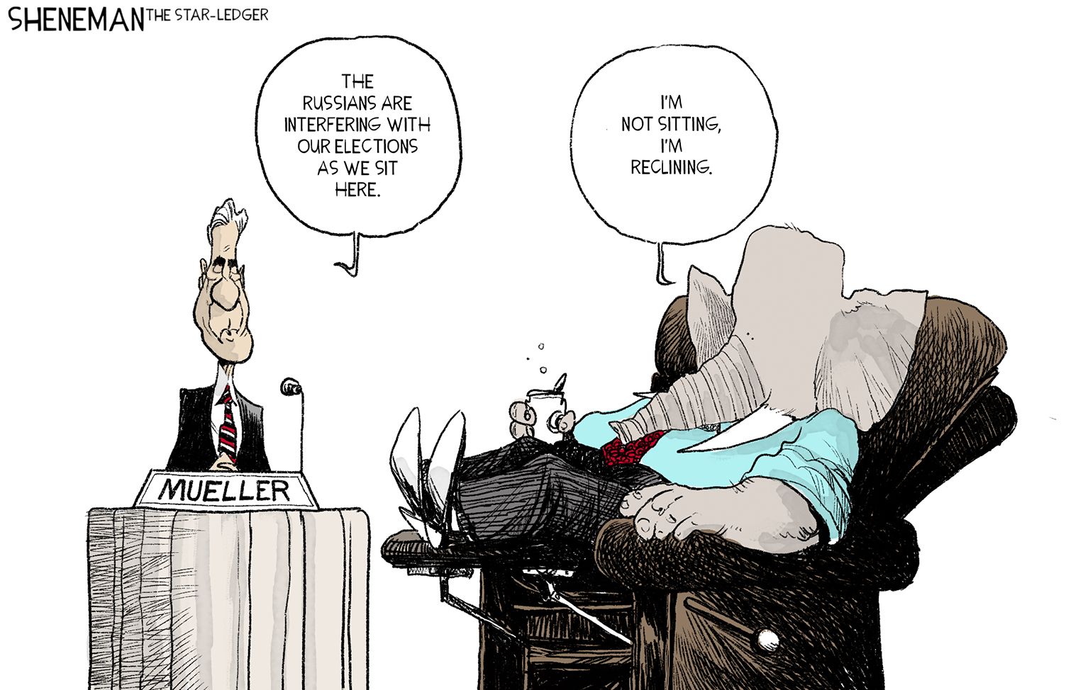 Political Cartoon U.S. Mueller Testimony Russian Election Interference ...