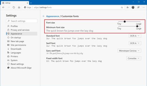 How to change default fonts settings on the new Microsoft Edge ...