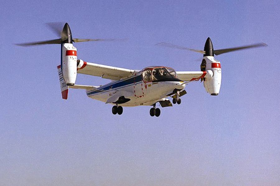 Space History Photo: Tiltrotor research aircraft hovering | Space