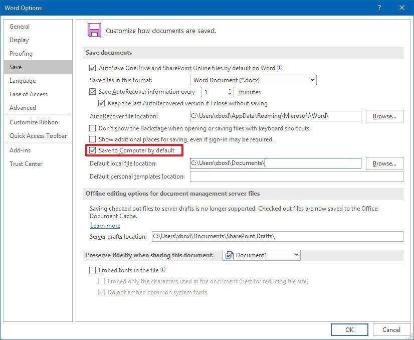 How to save Office documents to This PC by default on Windows 10 ...