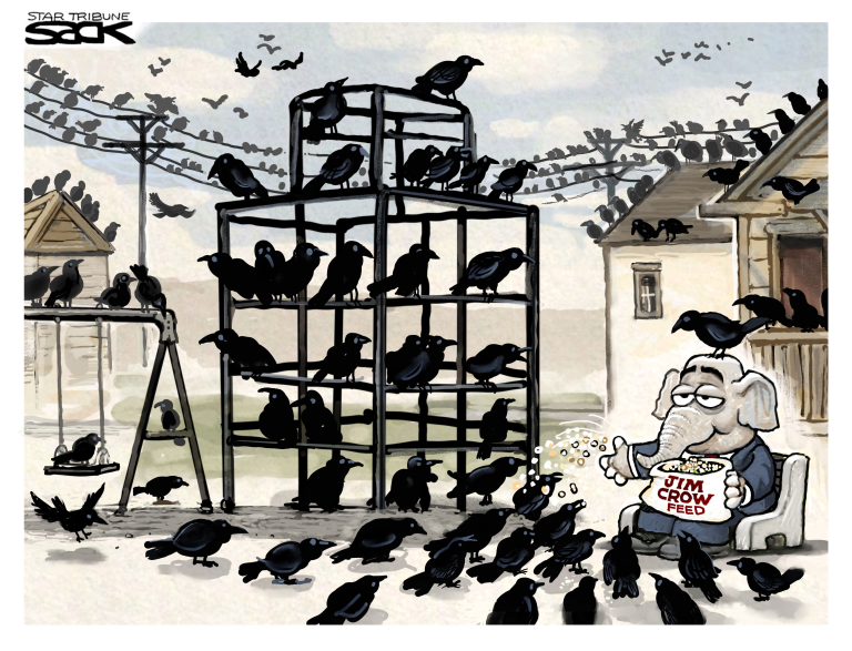 Political Cartoon U.S. gop jim crow voter suppression | The Week