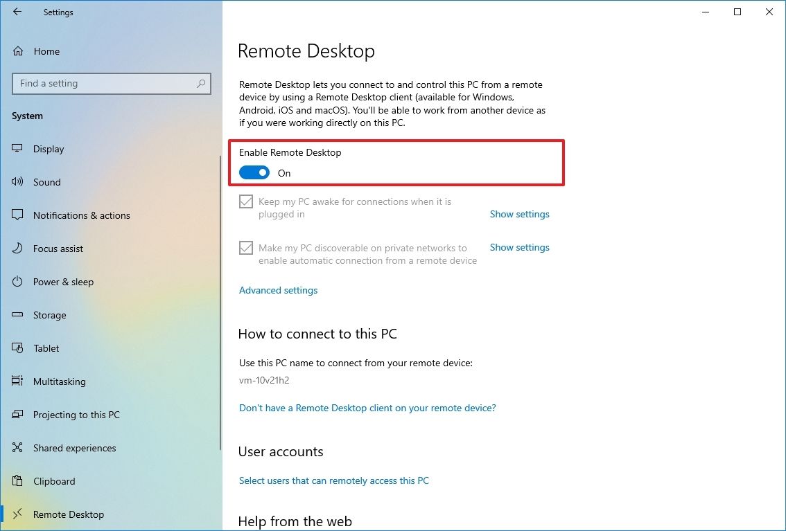 How to use Remote Desktop app to connect to a PC on Windows 10 ...