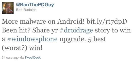 Ben Rudolph offering 5 unhappy Android users a free Windows Phone ...