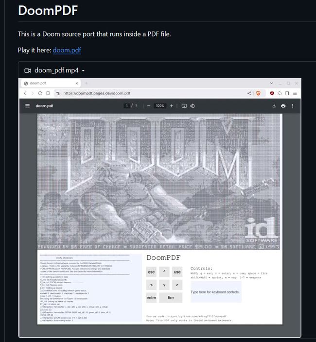 Doom ported to run directly from a PDF file — DoomPDF port runs at ...