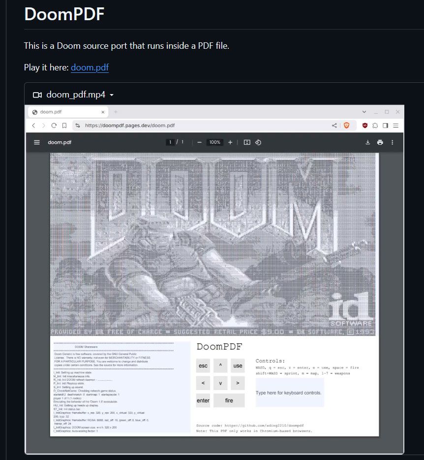 Doom ported to run directly from a PDF file — DoomPDF port runs at ...