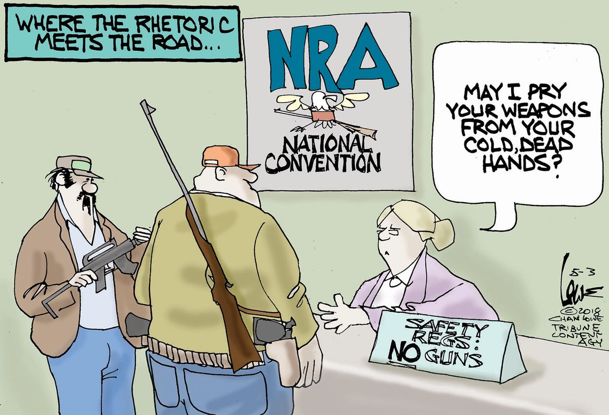 Political cartoon U.S. NRA convention no guns control | The Week