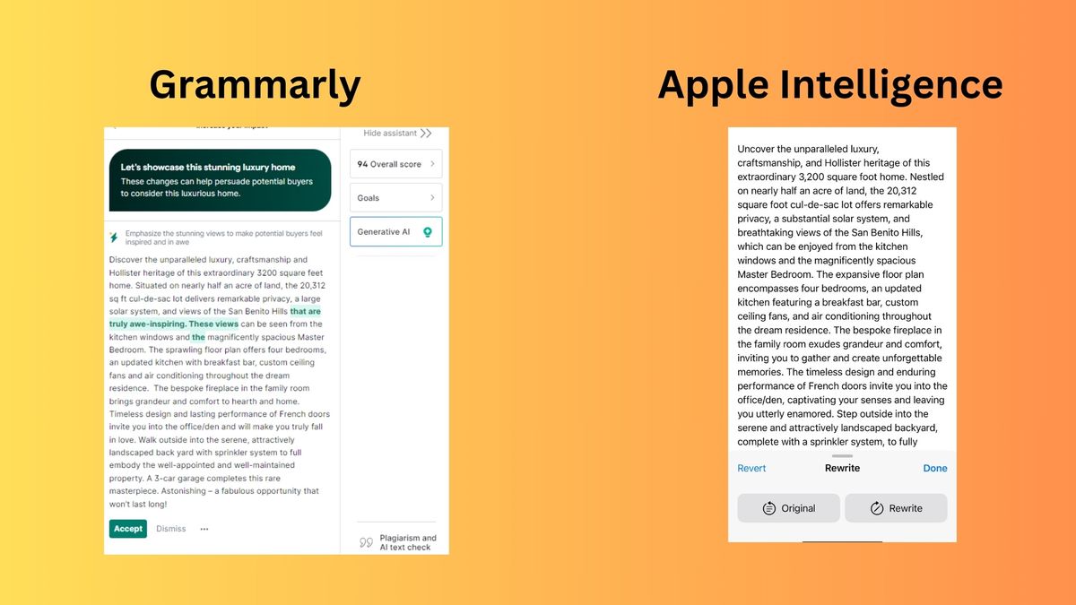 I tried 5 tasks with Apple Intelligence and Grammarly—see which one was ...