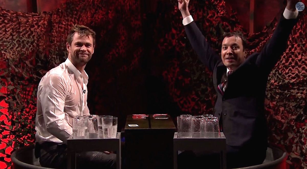 Watch Chris Hemsworth get soaking wet in a Jimmy Fallon 'Water War ...