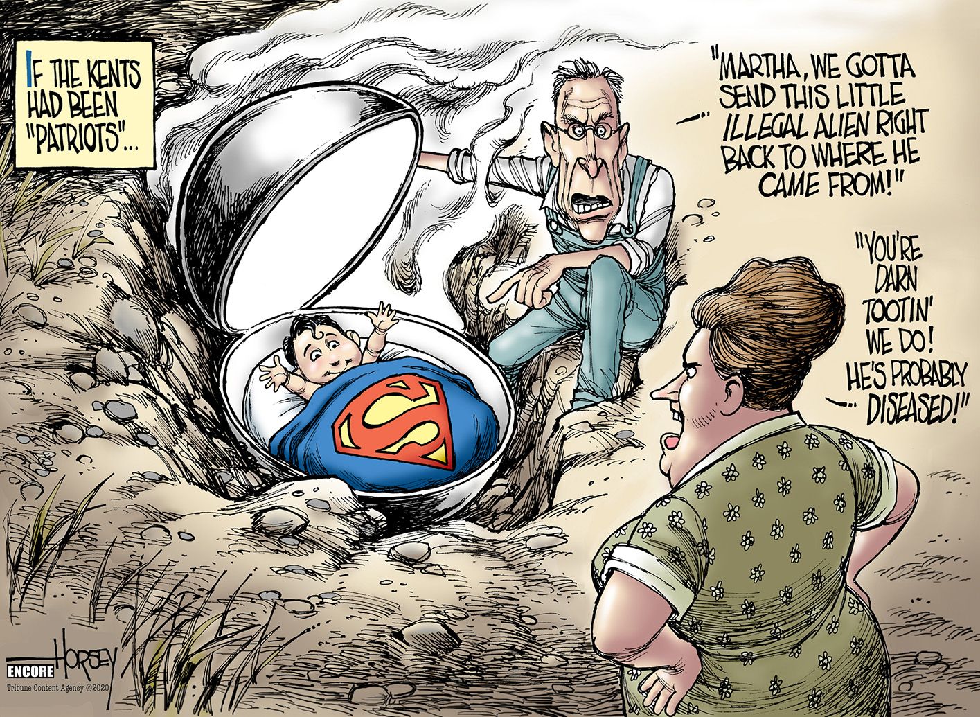 Editorial Cartoon U.S. Superman Clark Kent Illegal Alien Immigration ...