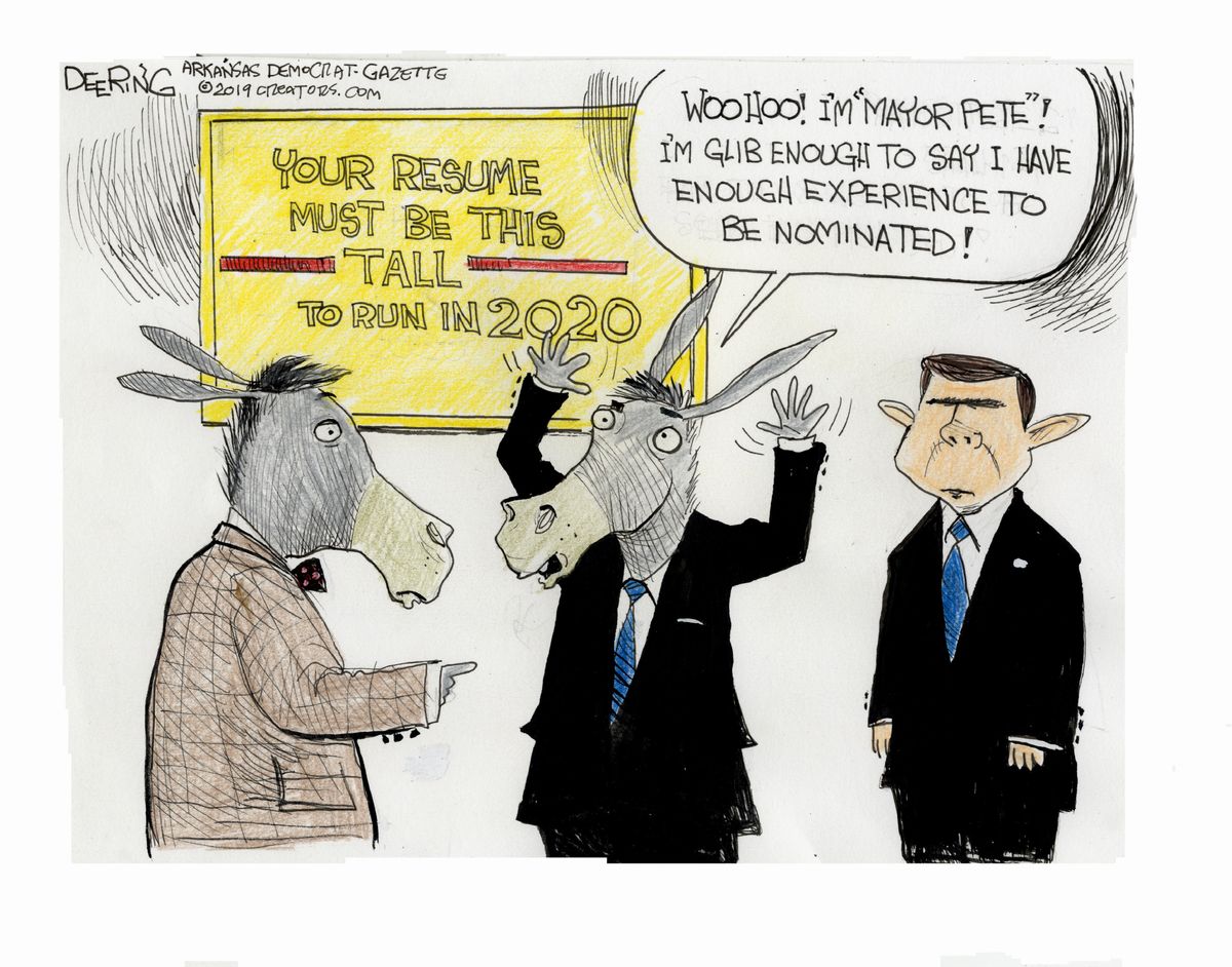 Political Cartoon U.S. 2020 Democratic Race Mayor Pete Buttigieg Resume ...