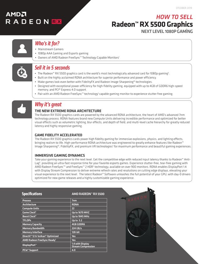 Radeon RX 5500 Dominates The GeForce GTX 1650 According To AMD's ...