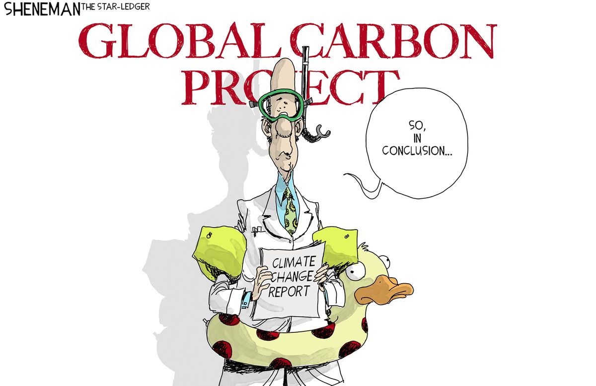 Political cartoon world climate change report global carbon project ...