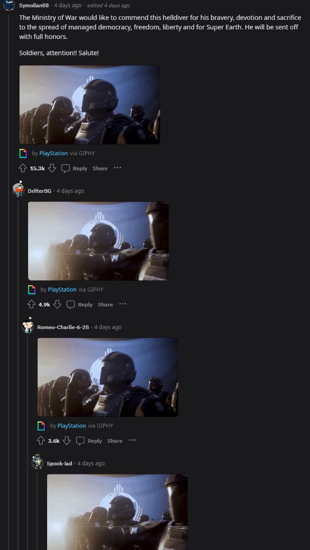 Tens of thousands salute Helldivers 2 player who passed away, game ...