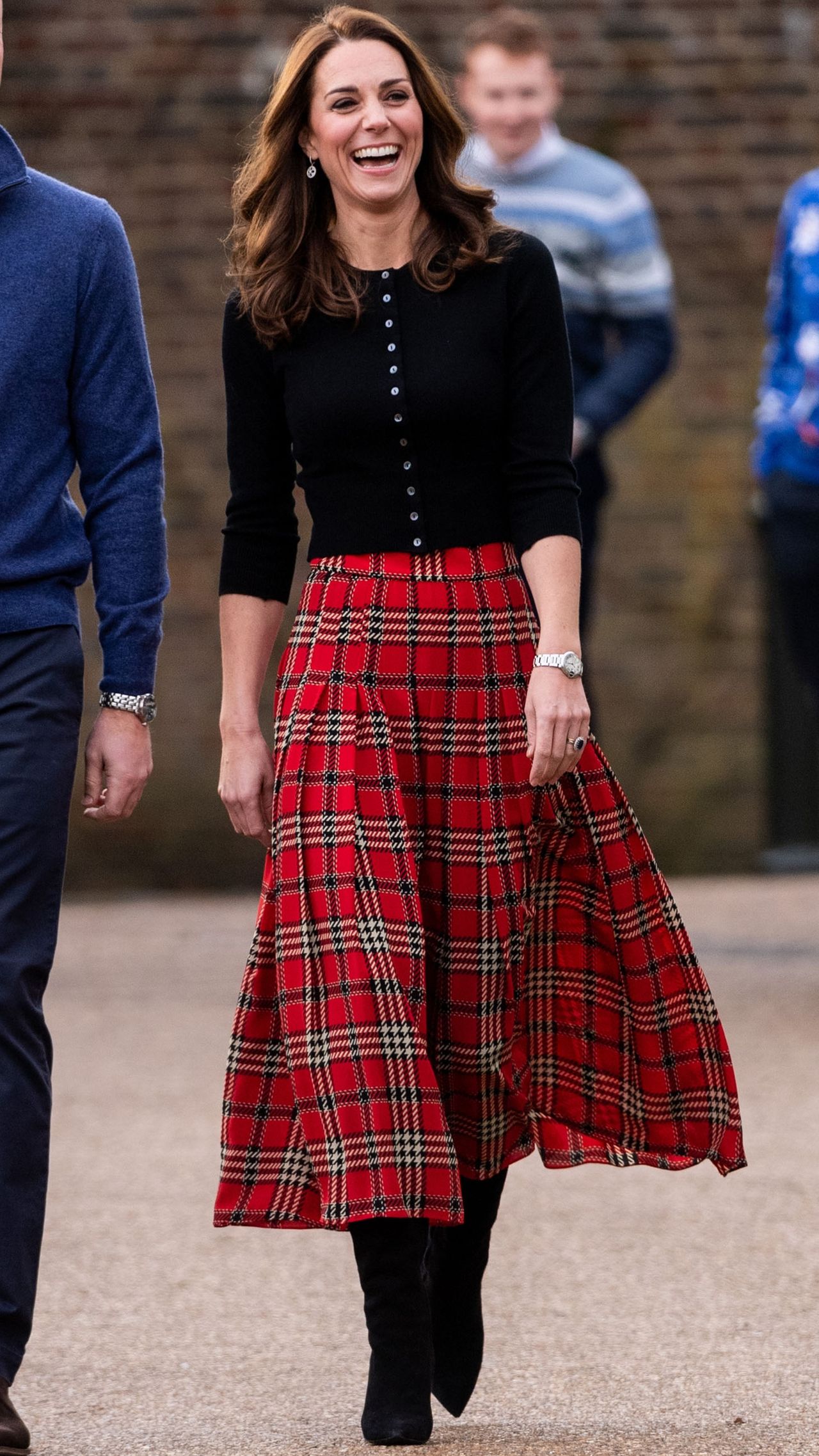 Kate Middleton's tartan skirt and cardigan | Woman & Home