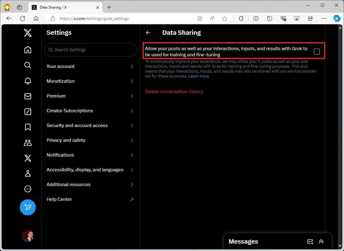 How to prevent Grok from using your data for AI training on X | Windows ...