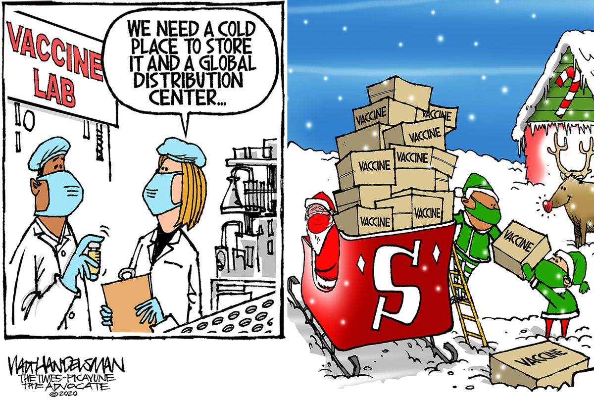 Editorial Cartoon U.S. COVID vaccine Santa Claus north pole | The Week