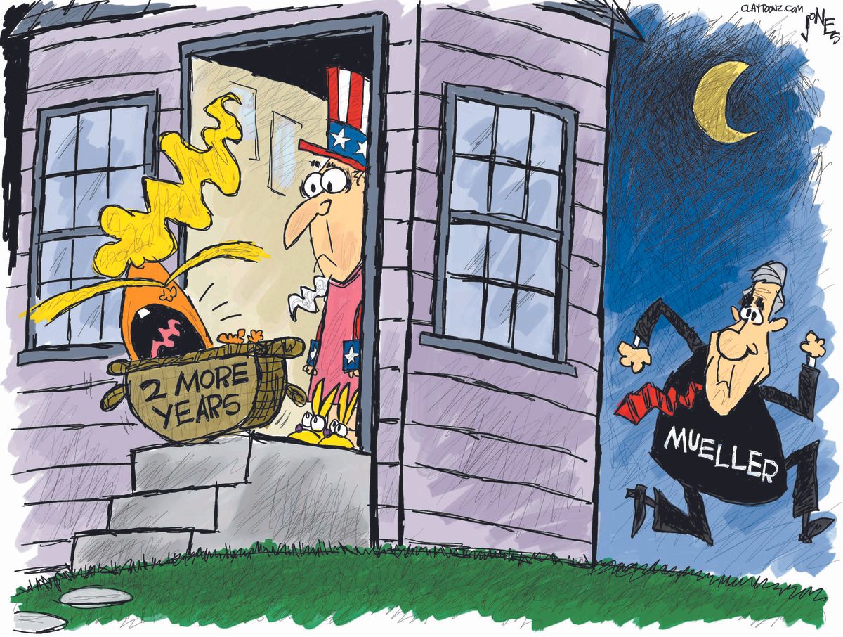 Political Cartoon U.S. Mueller report baby Trump | The Week