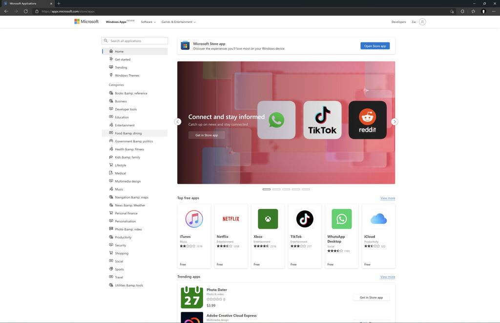 You can now browse the Windows 11 app store via your web browser ...