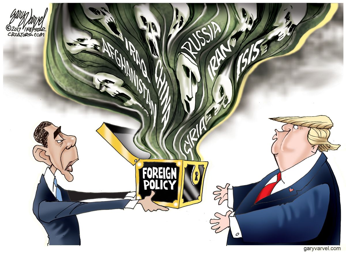 Political cartoon U.S. Barack Obama Donald Trump presidency transition ...