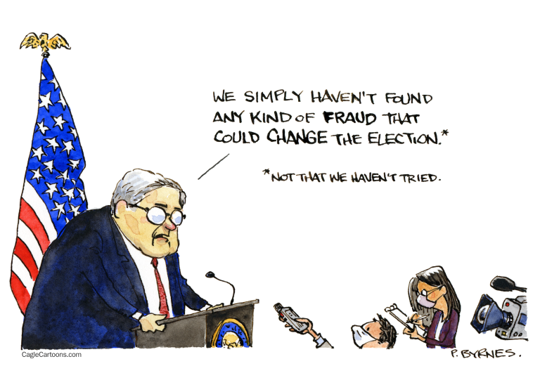 Political Cartoon U.S. Barr Trump election fraud | The Week