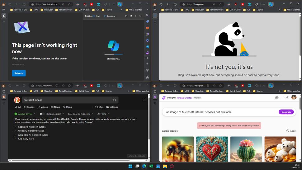 Microsoft suffering from outage — Bing, Copilot, and DuckDuckGo ...