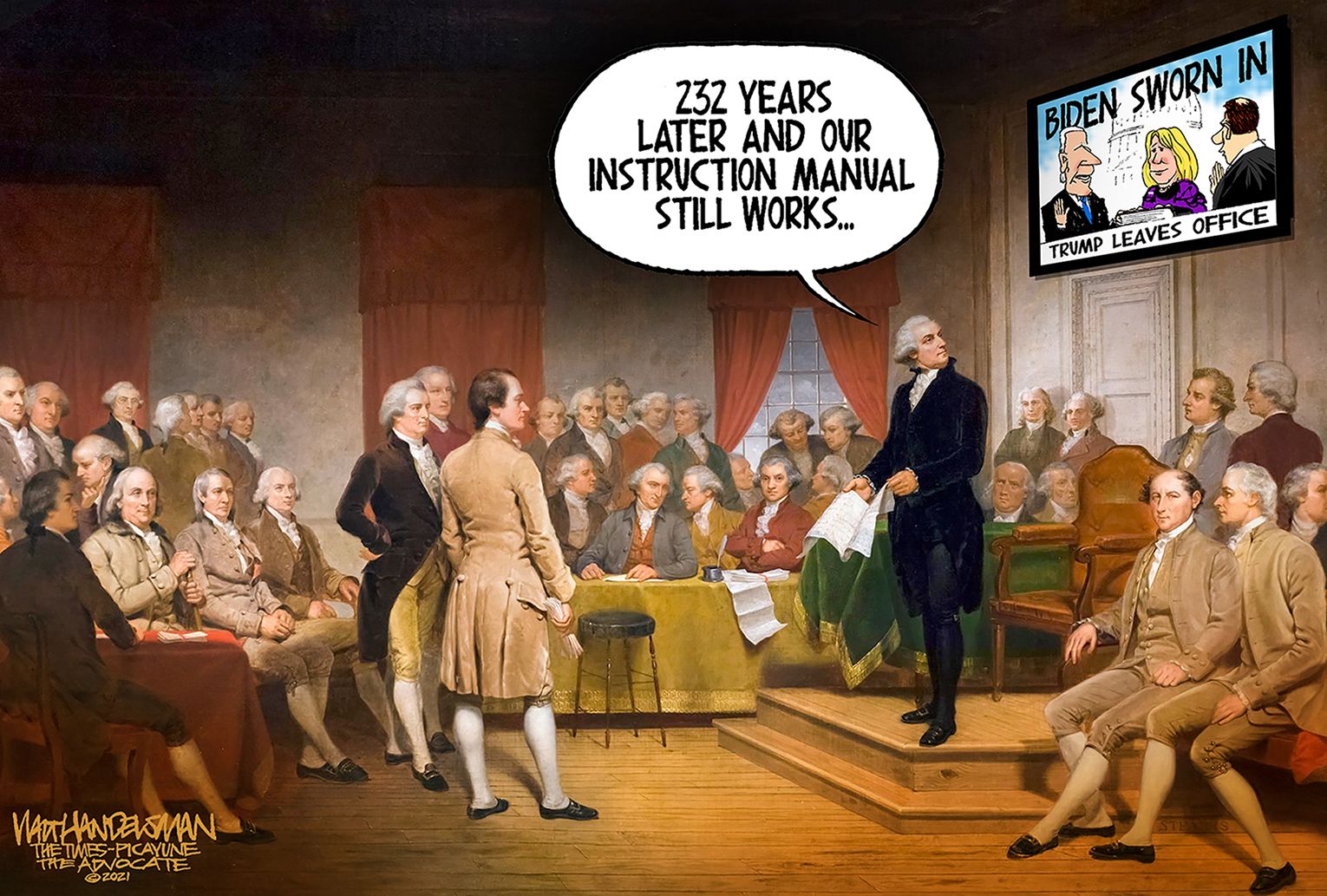 Political Cartoon U.S. founding fathers Biden | The Week