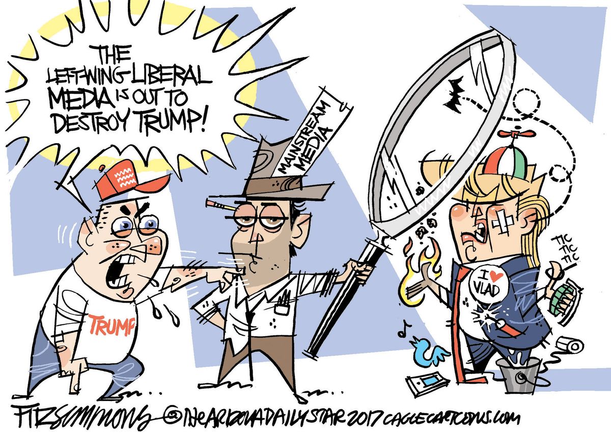 Political cartoon U.S. Trump supporters Mainstream media liberal bias ...