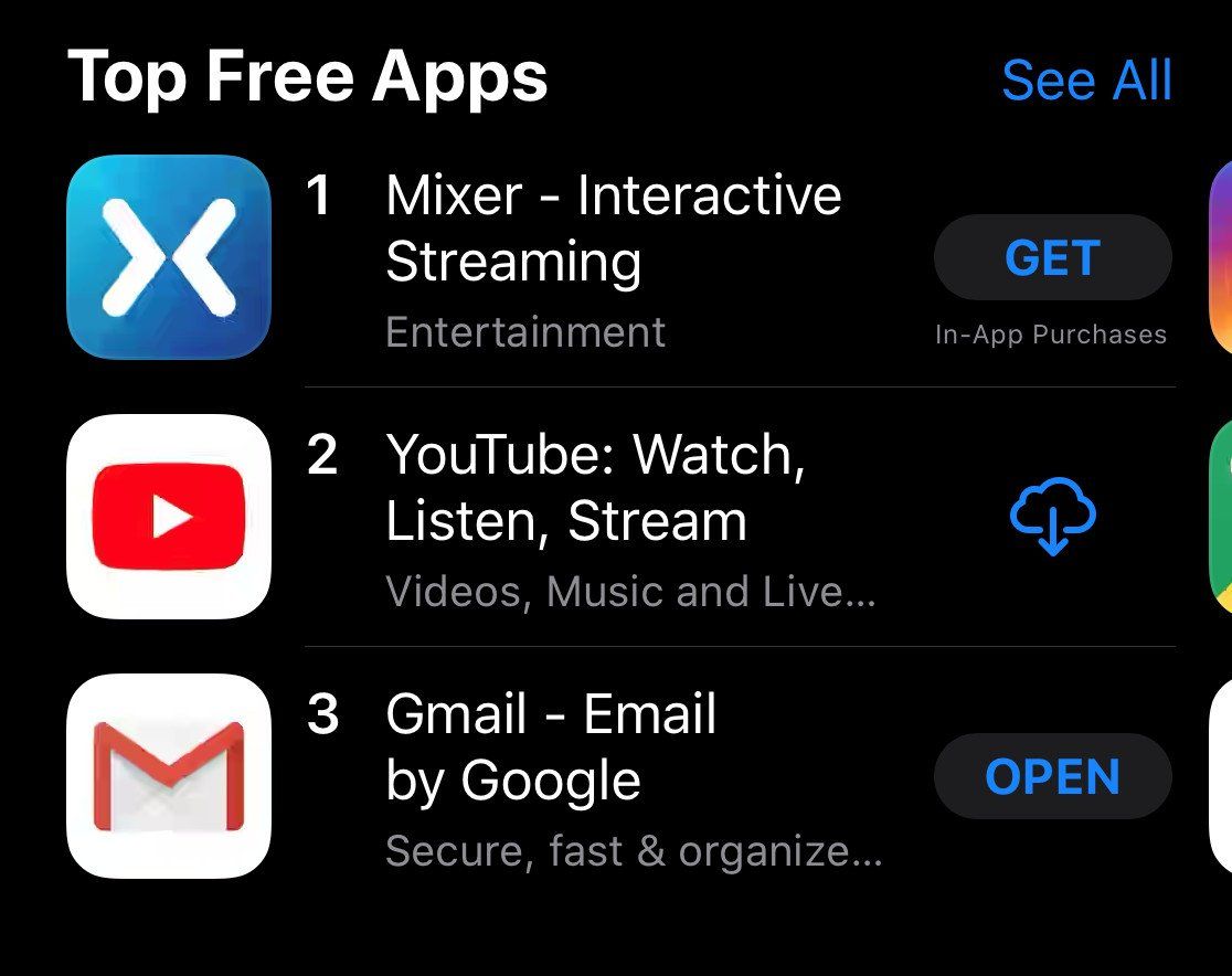 Mixer dominates top free app charts with Ninja game streaming deal ...