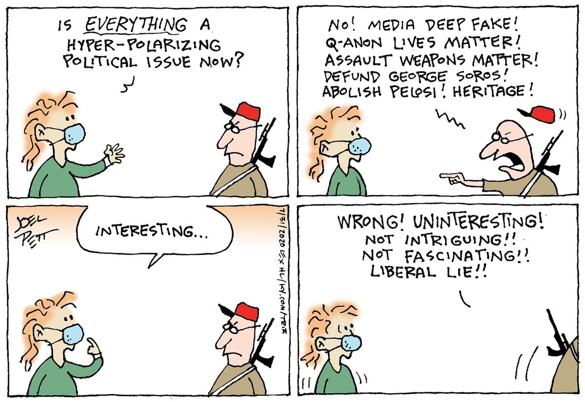 Political Cartoon U.S. liberal conservative divide | The Week