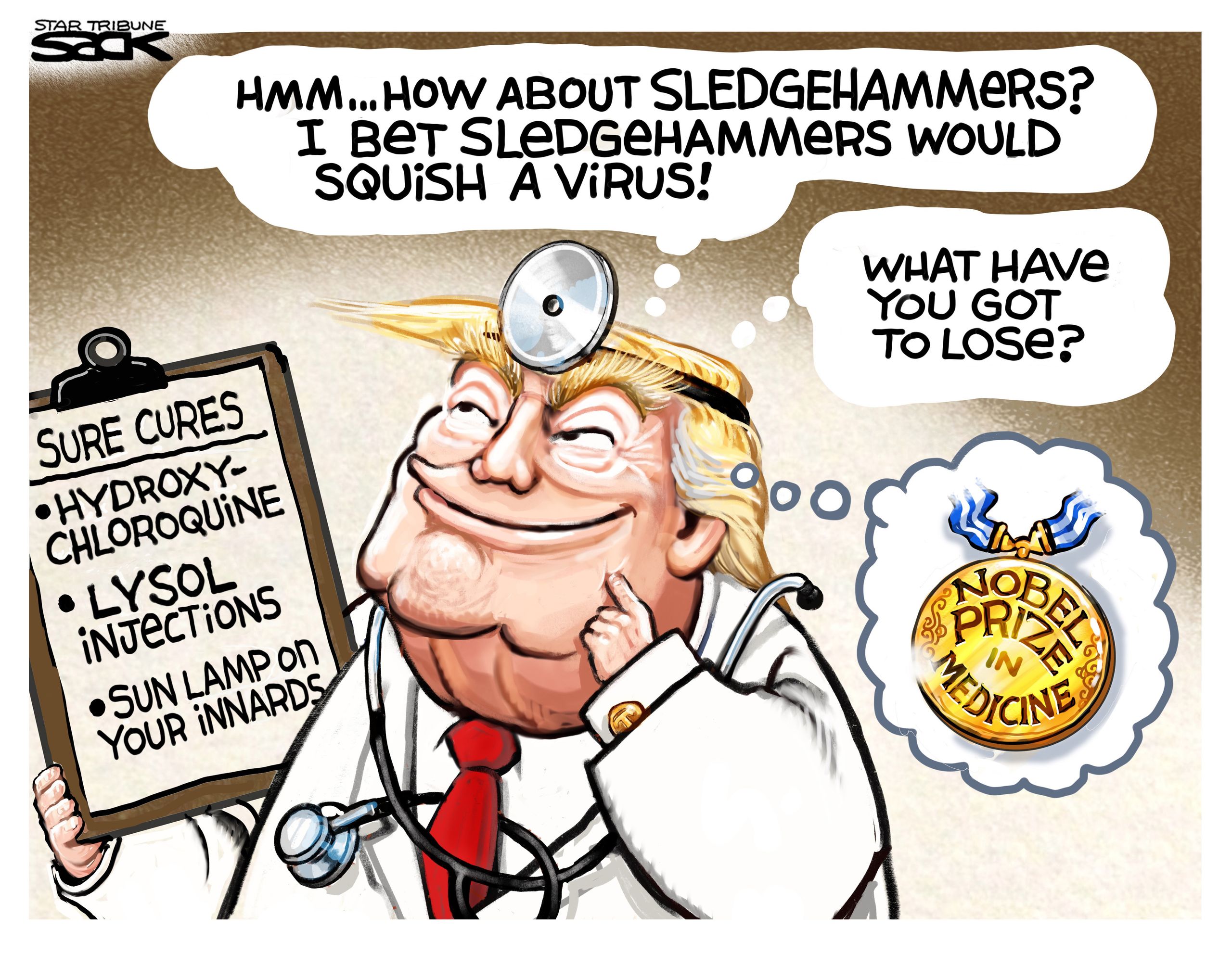 Political Cartoon U.S. doctor Trump suggests ill medical advice CDC ...