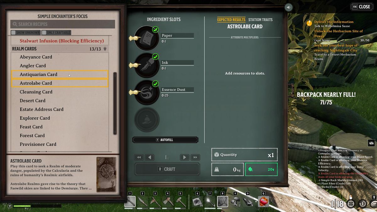 How to get the Nightingale Astrolabe and Antiquarian cards | GamesRadar+