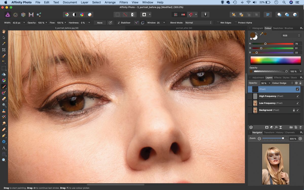 Clean up skin the easy way in Affinity Photo: portrait enhancement made ...