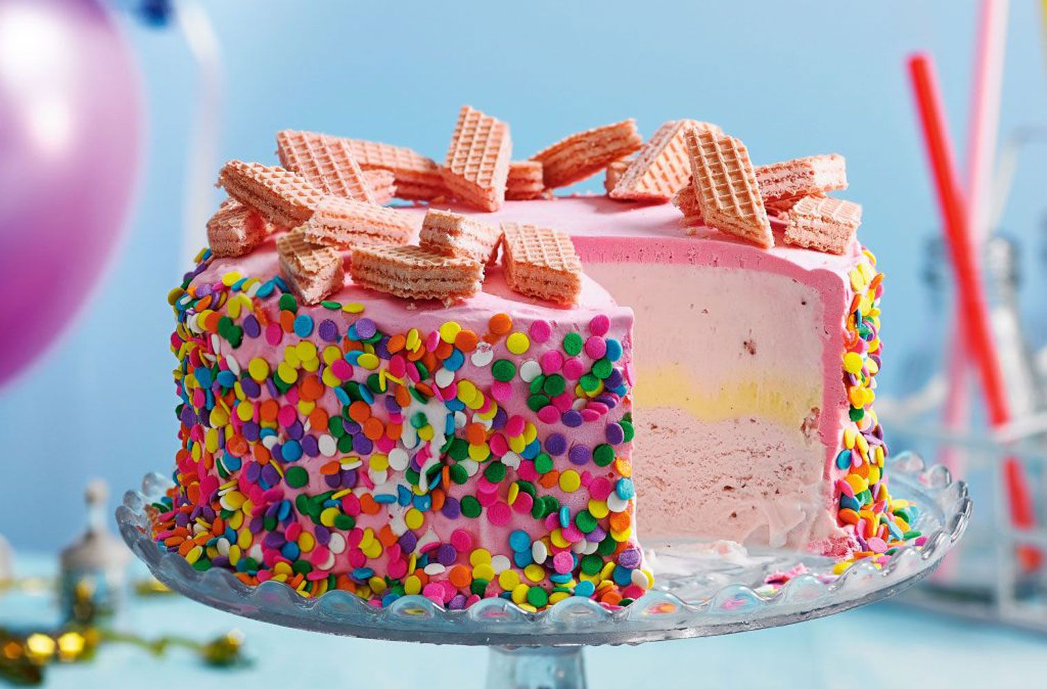 Pink wafer ice cream cake | Dessert Recipes | GoodtoKnow