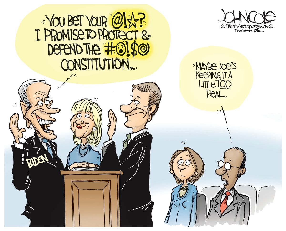 Political Cartoon U.S. Biden Constitution swear profanity | The Week