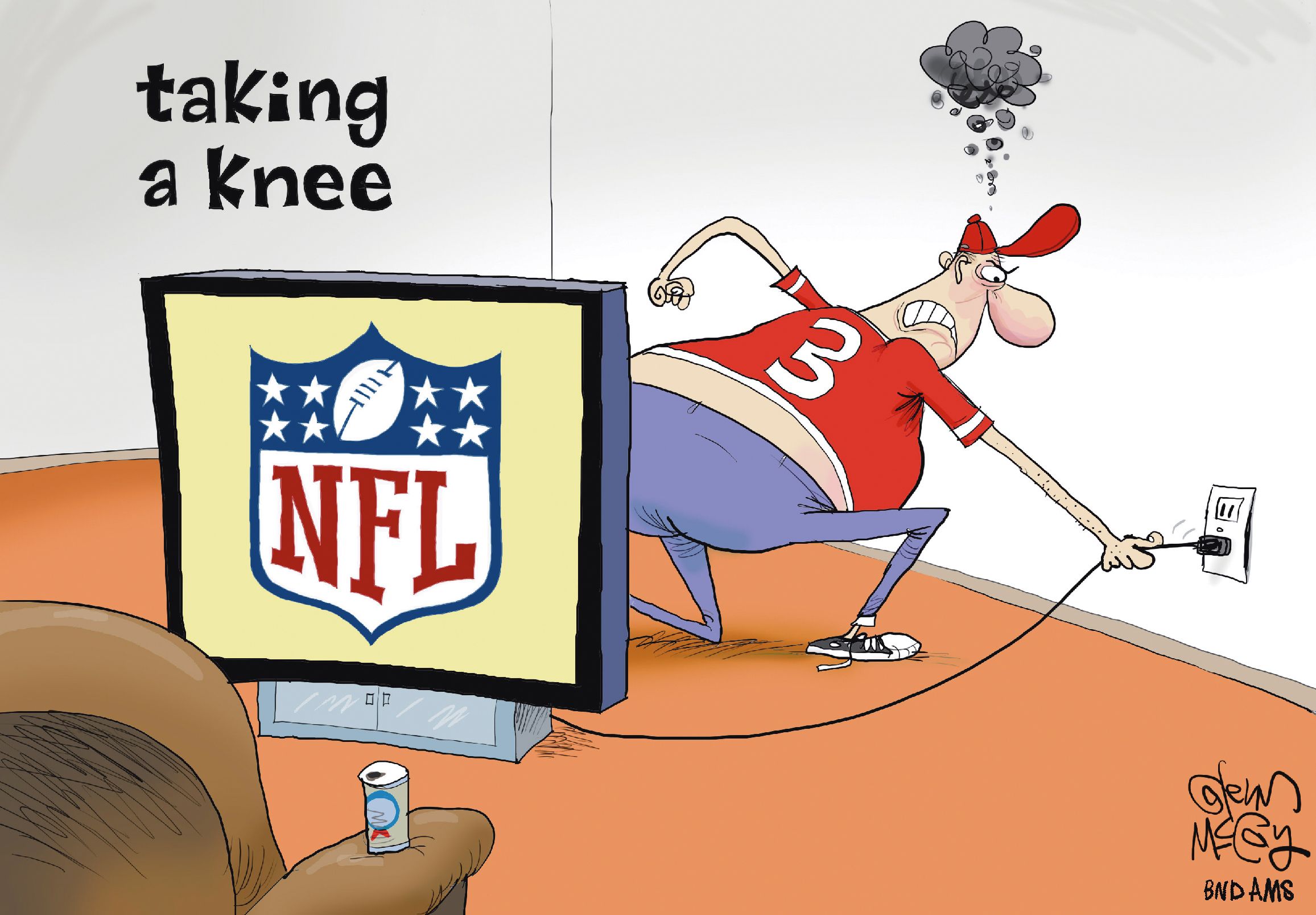 Political cartoon U.S. NFL kneeling ratings | The Week
