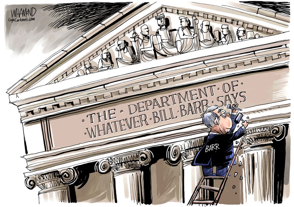 Political Cartoon U.S. William Barr DOJ case Stone | The Week