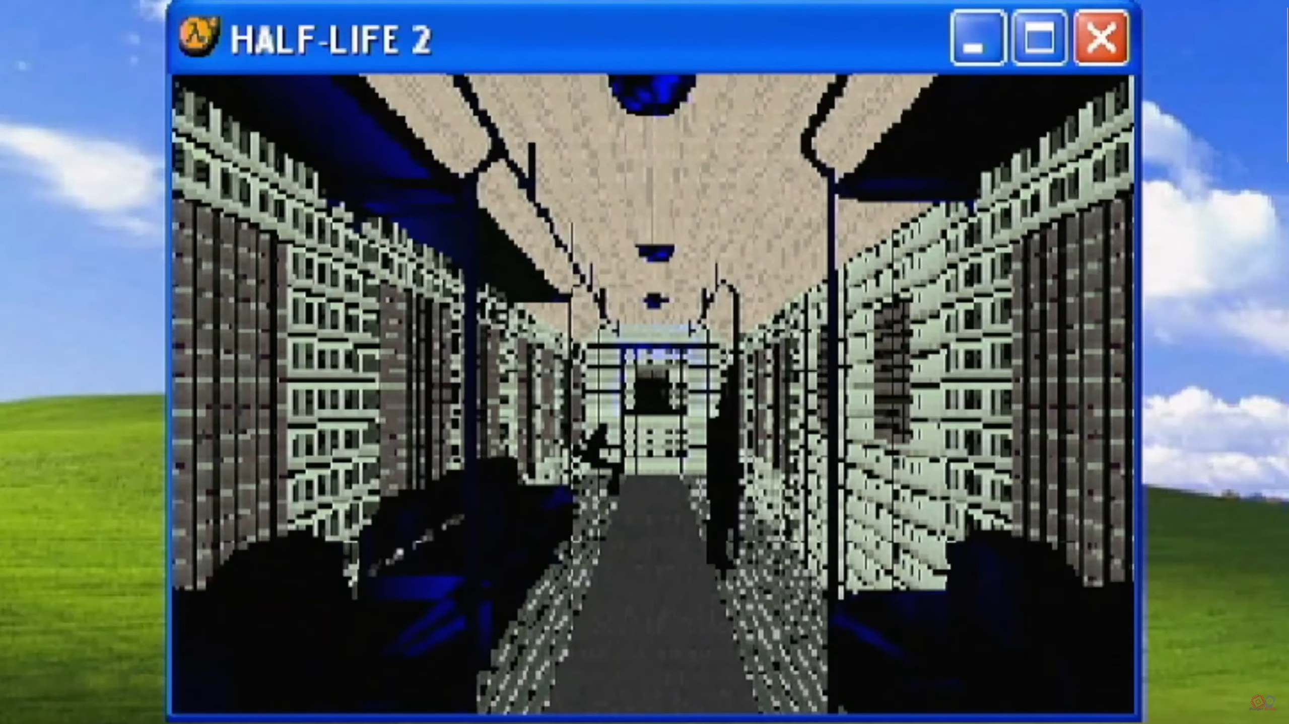 Half-Life 2 running with just 8MB of VRAM is a beautiful wireframe mess ...