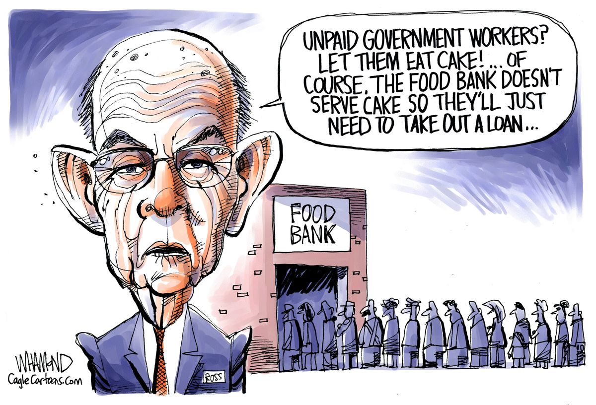 Political Cartoon U.S. Wilbur Ross Government Shutdown federal workers ...