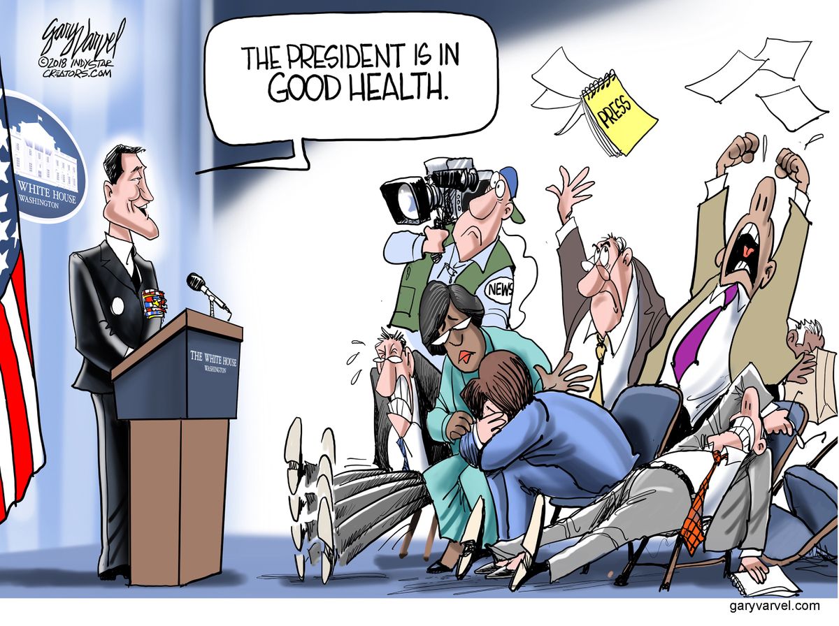 Political cartoon U.S. Trump health anti-Trump mainstream media liberal ...
