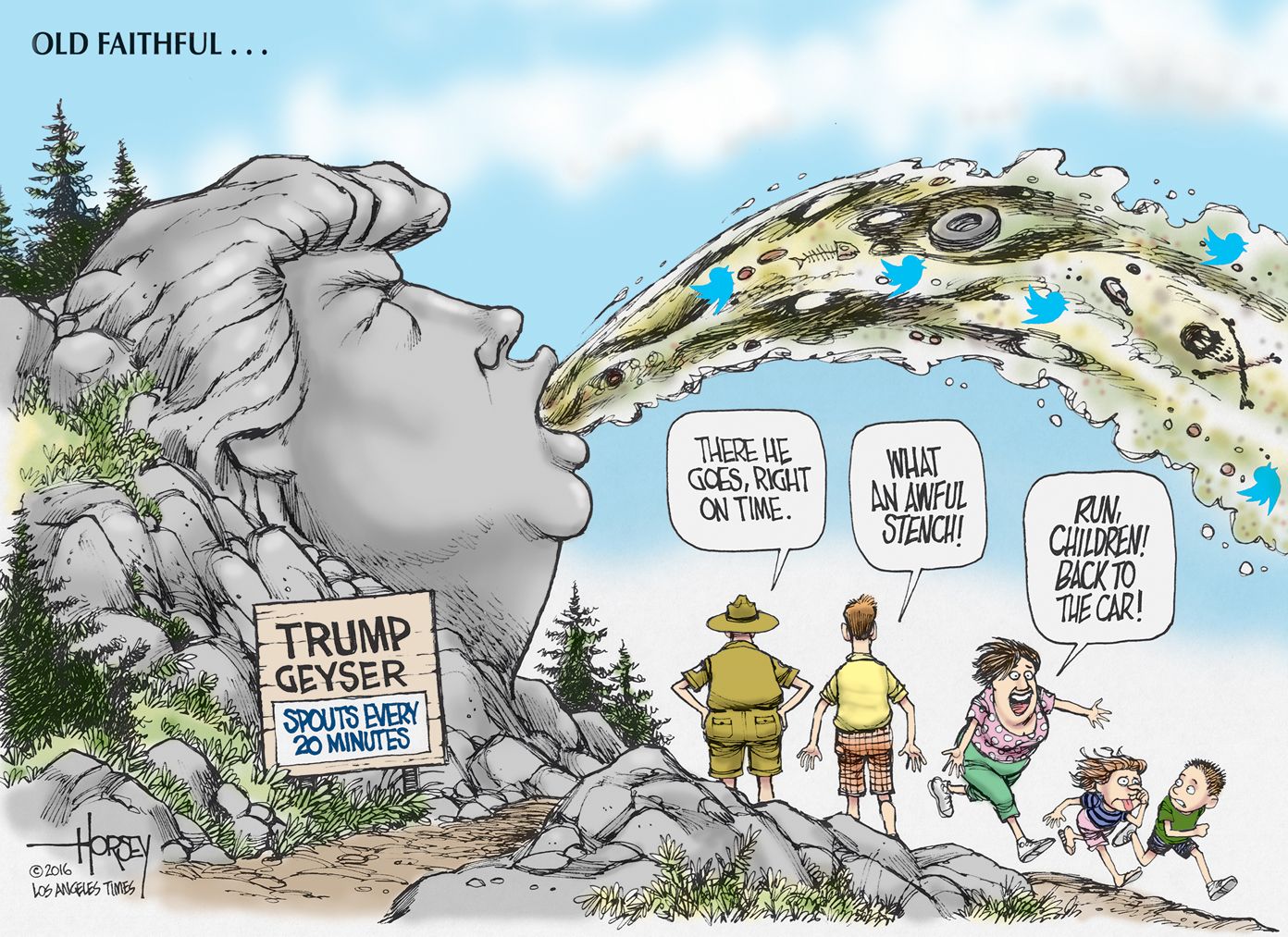 Political cartoon U.S. Donald Trump Twitter Old Faithful | The Week