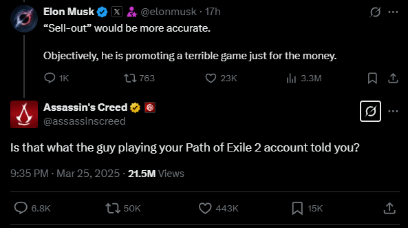 Ubisoft scores a legendary ratio against Elon Musk on his own platform ...
