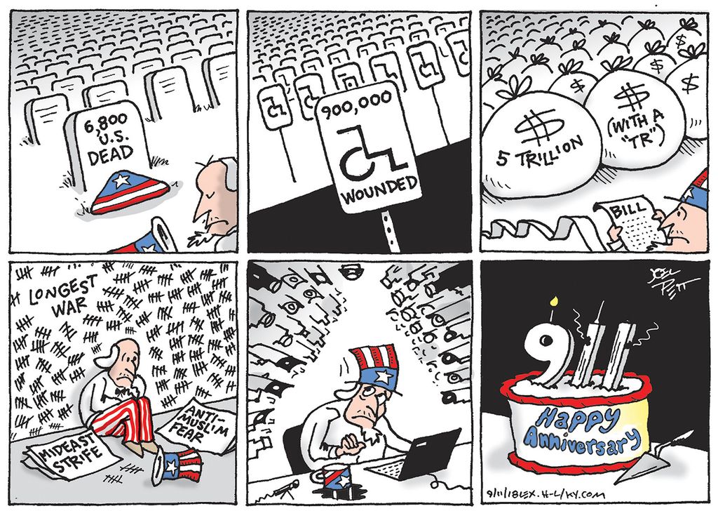 Political cartoon U.S. 9-11 September 11 anniversary Uncle Sam longest ...